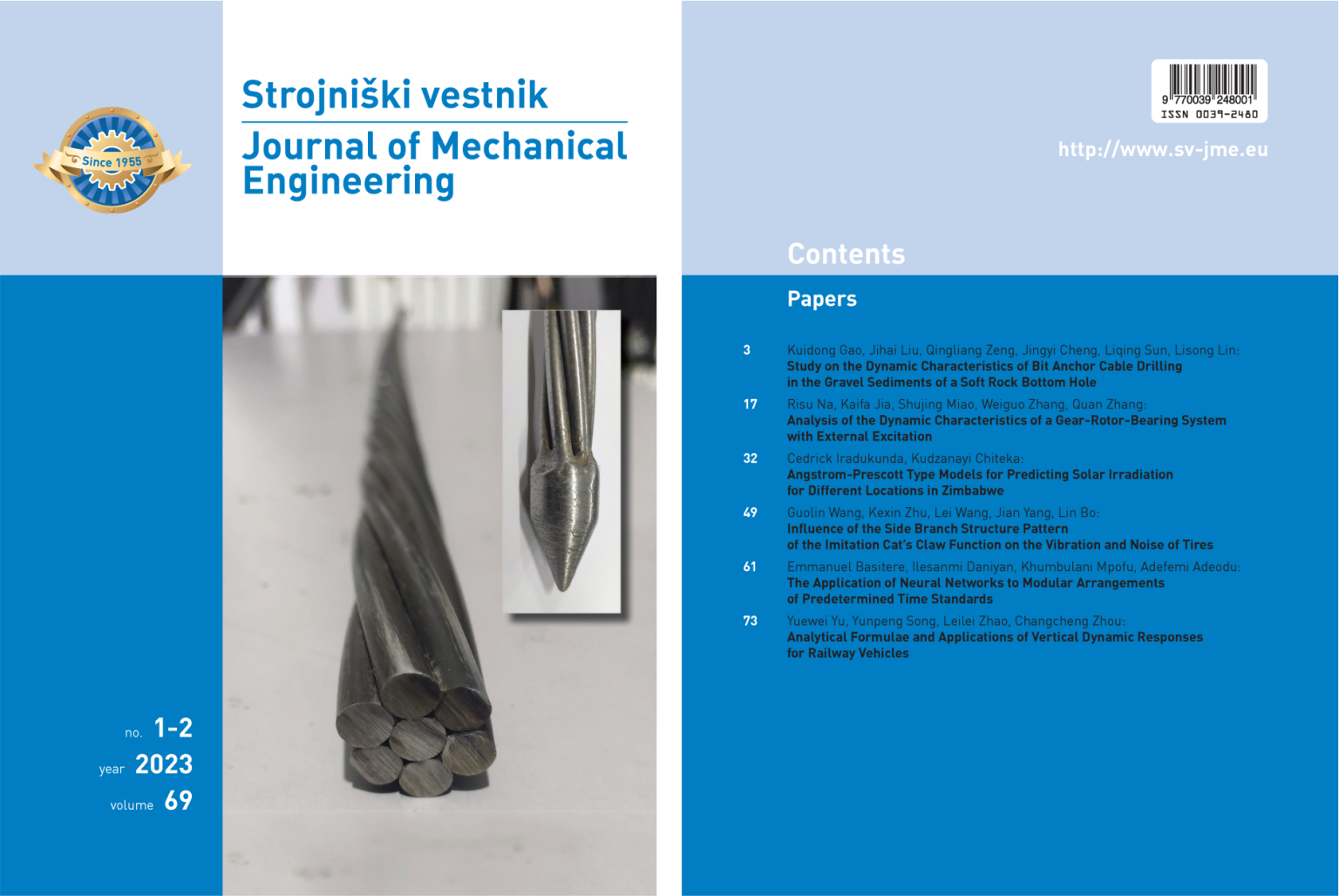 Strojniški vestnik 1-2/2023 - Fakulteta za strojništvo